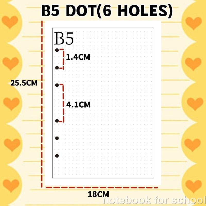 A5/A6/B5 Loose-leaf inner core 6 hole replacement 100 sheets refill ...
