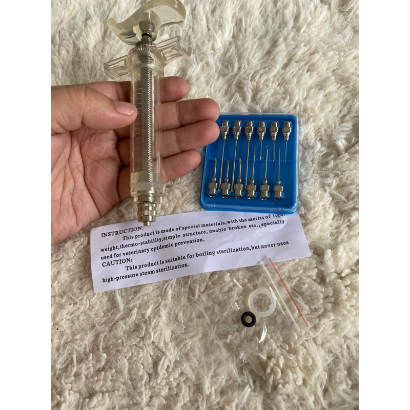 10 mL Fiberglass Syringe w/12pcs Assorted Needles for animals TPX ...