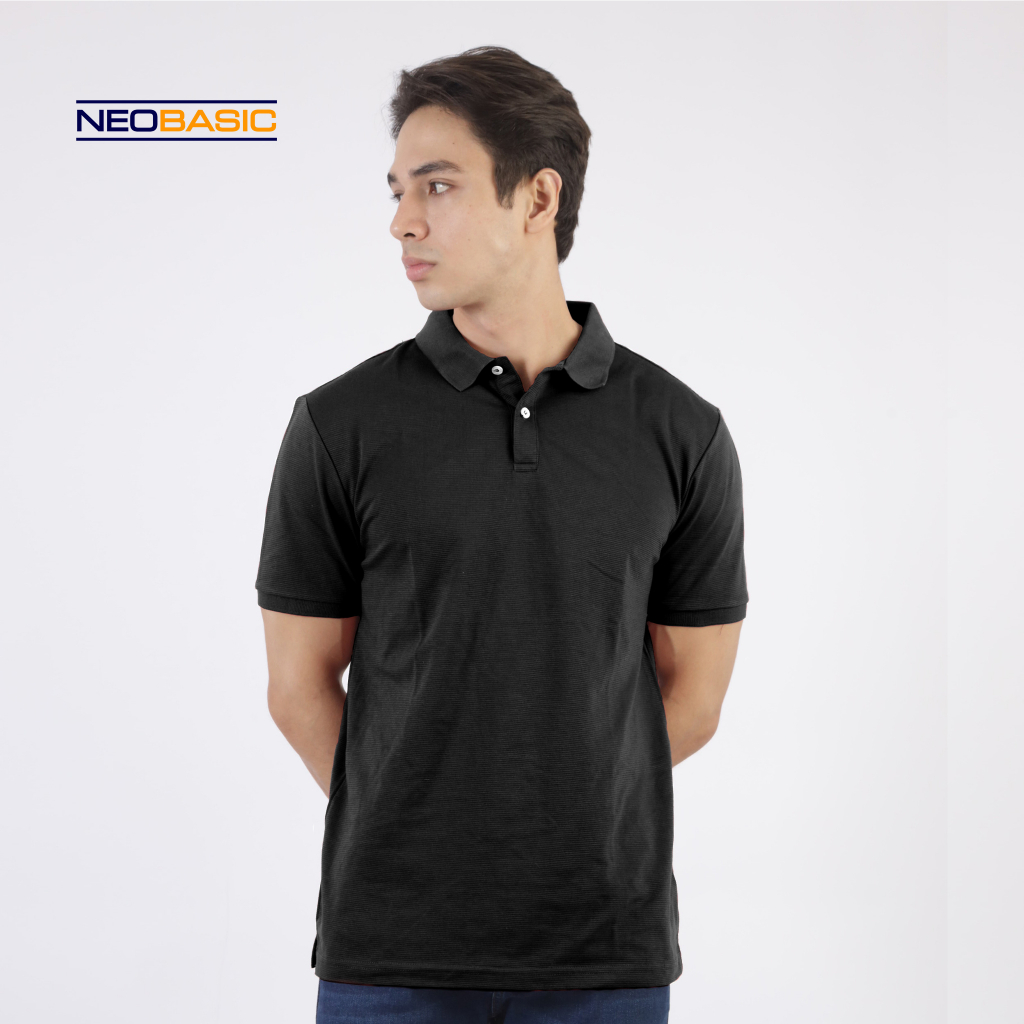 Neobasic Mens Tuck Jersey Polo (SUPER BLACK) Shirt Premium Quality ...