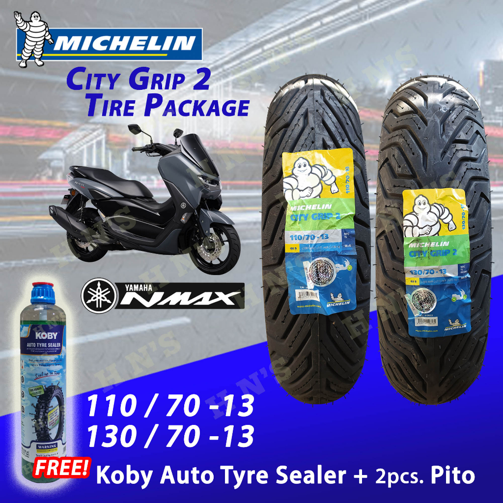 MICHELIN City Grip 2 Tubeless Tires Set for Yamaha Nmax ( 110/70-13 ...