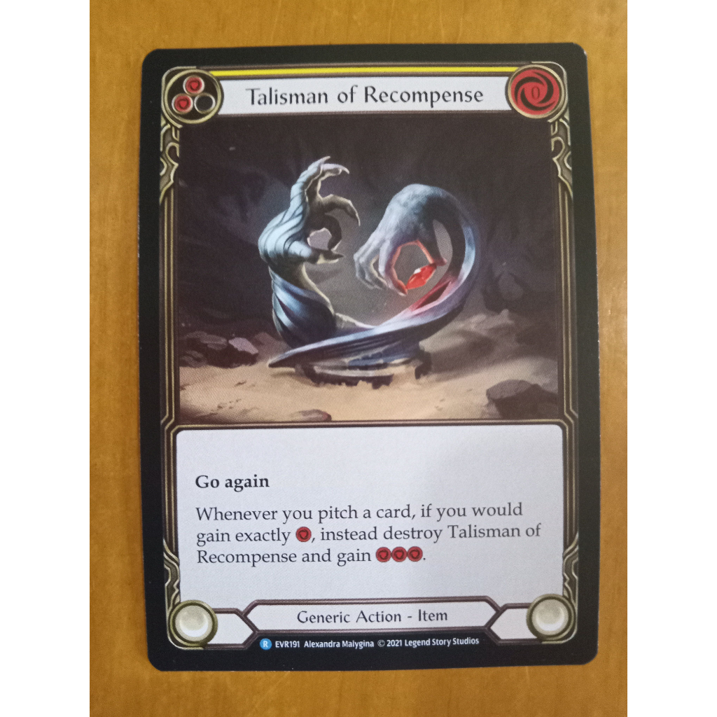 FAB Talisman of Recompense Rare Flesh and Blood TCG Generic Item Action ...