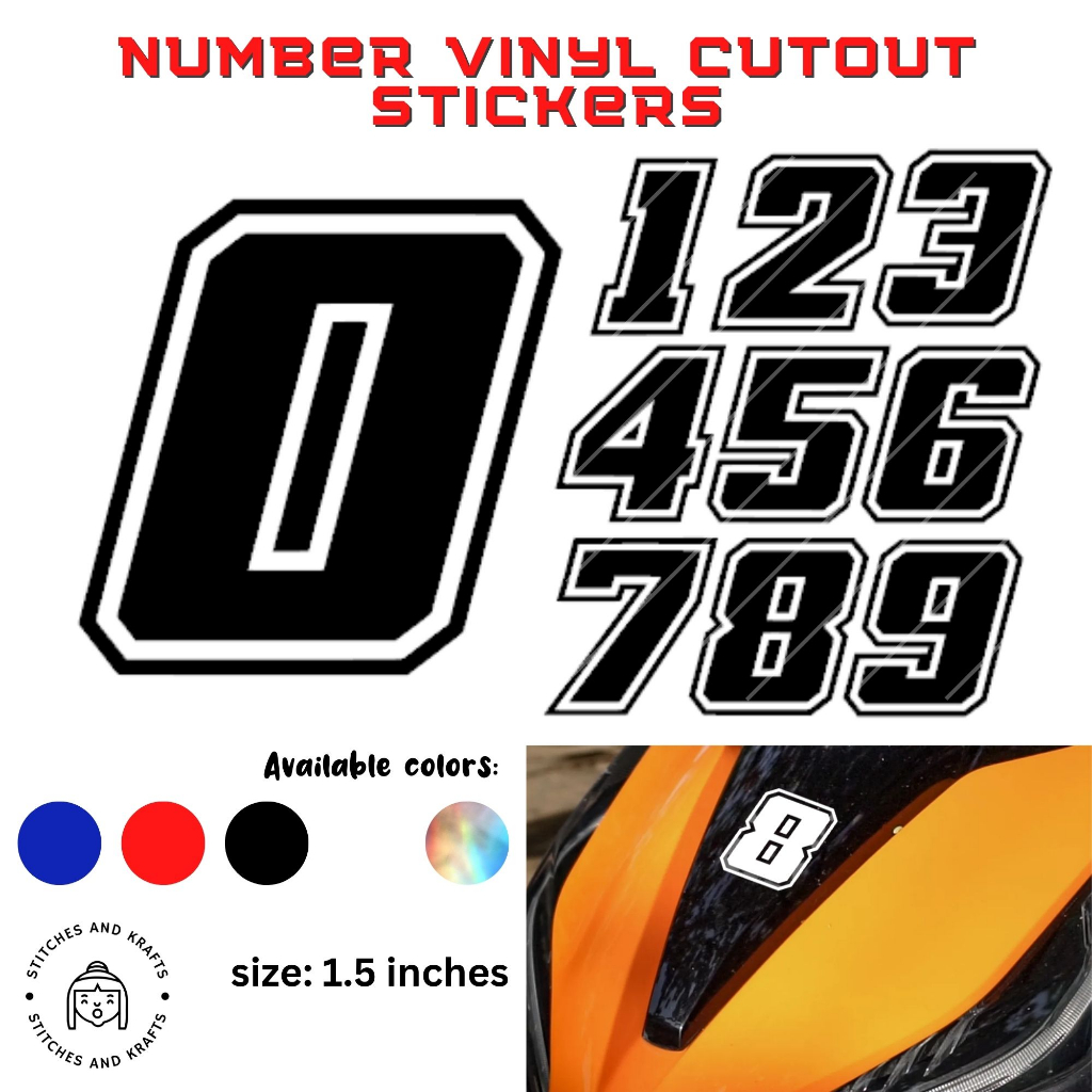 Racing numbers 1.5 inches cutout vinyl sticker | Shopee Philippines