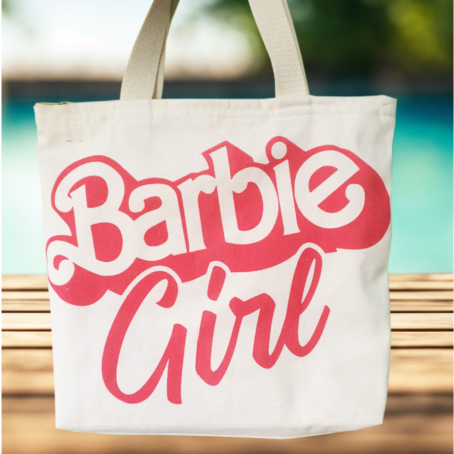Barbie Canvas Tote Bag with Zipper - Gentle Woman style | Shopee ...