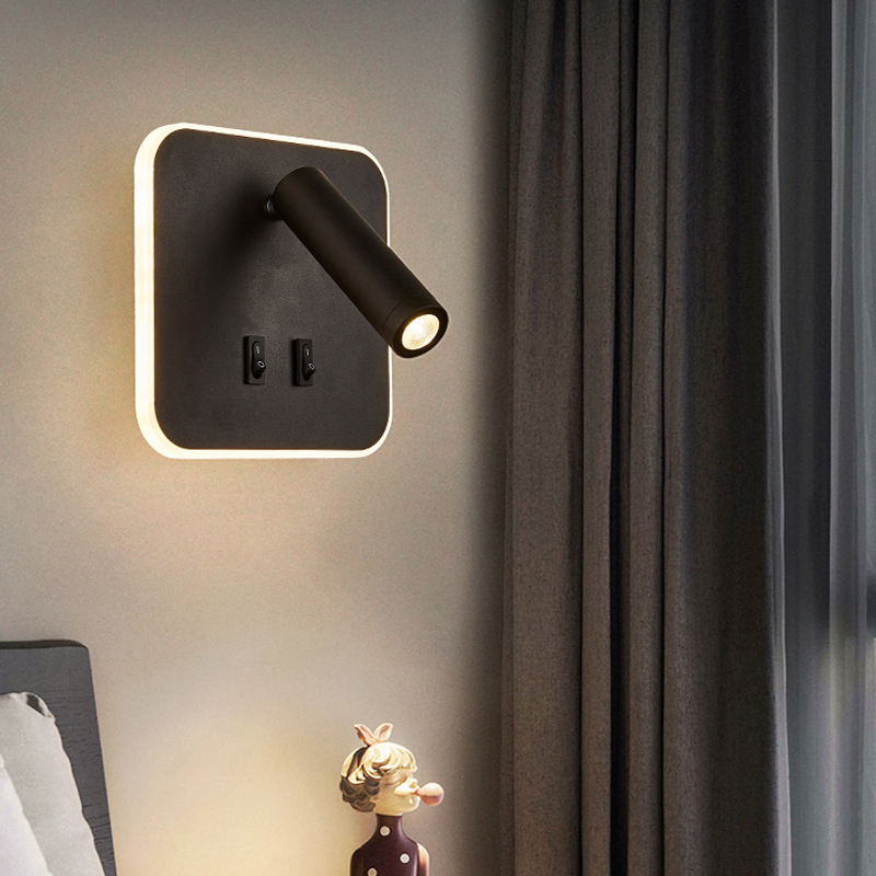3W LED Wall light with backlight 350 Degree Rotation Adjustable wall ...