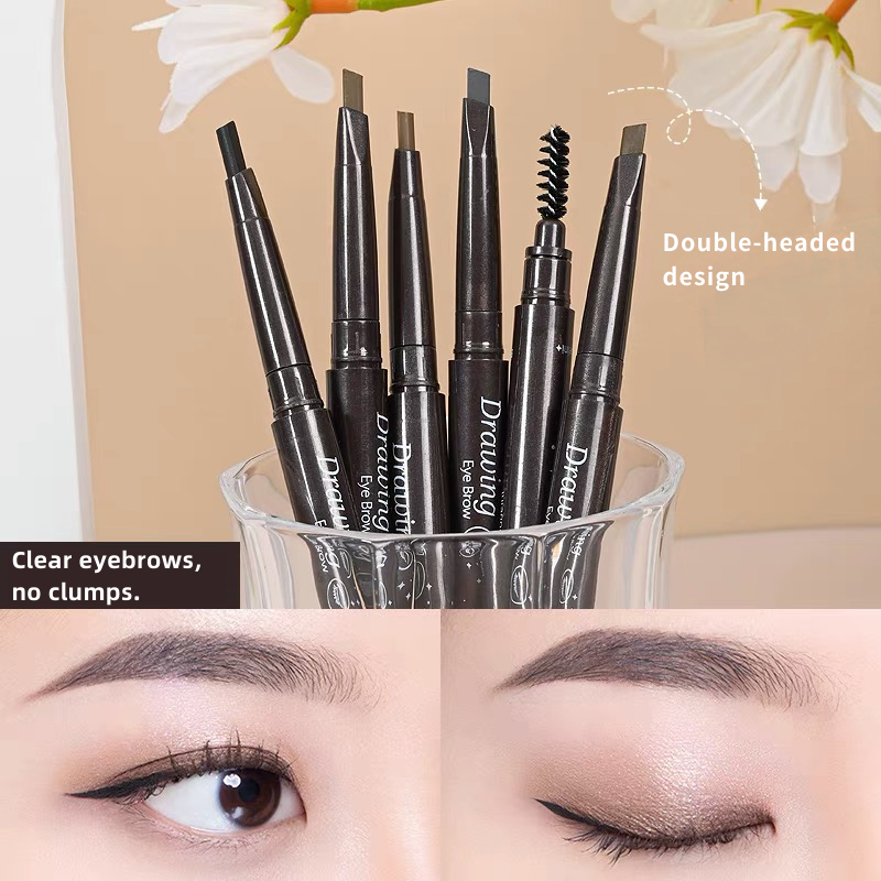 2 in 1 Eyebrow Pencil With Brush Double Heads Eyebrow Pencil Waterproof ...