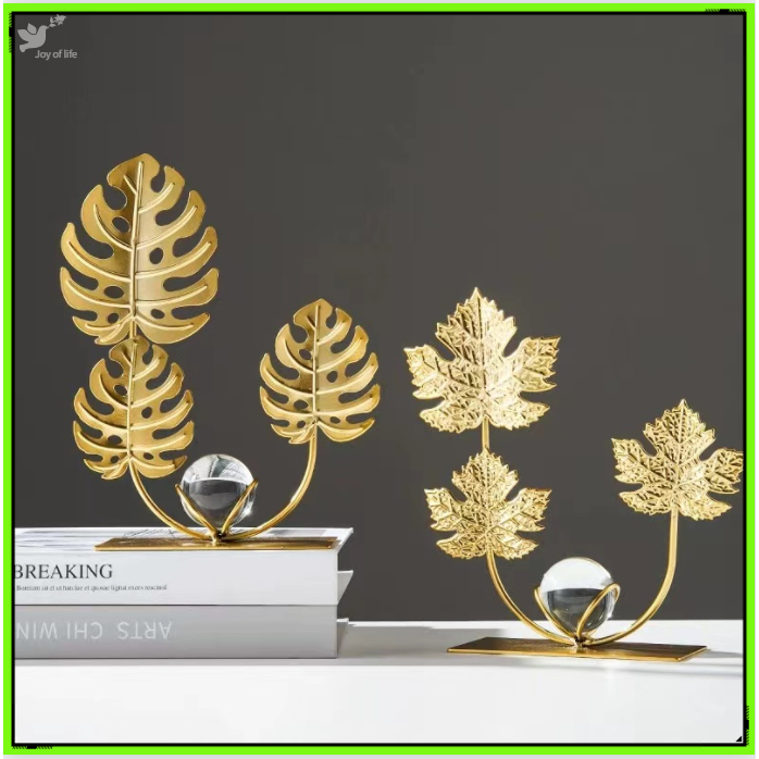 Golden crystal ball leaves home decoration modern bookcase decorative ...