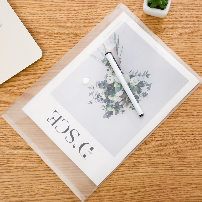 A4 File Bag Transparent Bag Plastic Thicken Button Closure Folder ...
