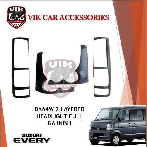 DA64W 2-Layer Head Lamp and Tail Lamp Black Garnish for Suzuki Every Wagon Transformer DA64W ...