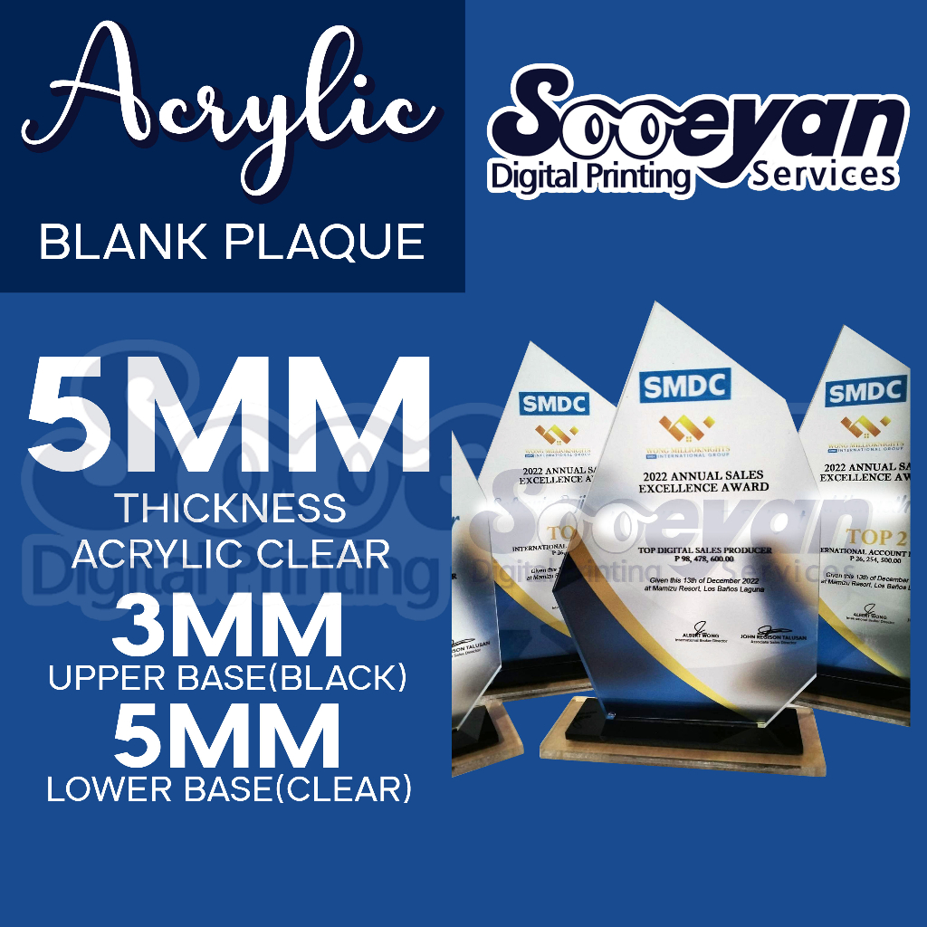 Acrylic Plaque Awards (blank only) P-2 5mm thickness | Shopee Philippines