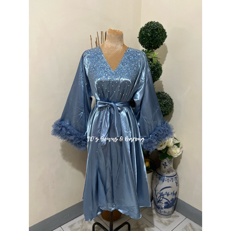 Bridal Robe Midi Silk Raffles | Shopee Philippines