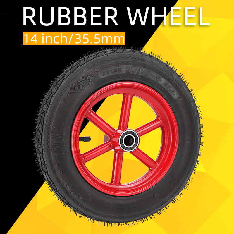 14 Inch 3.00-8 Tiger Car Rubber Wheel Inflatable Cart Wheel Mute Push Cart Trolley Heavy Duty ...