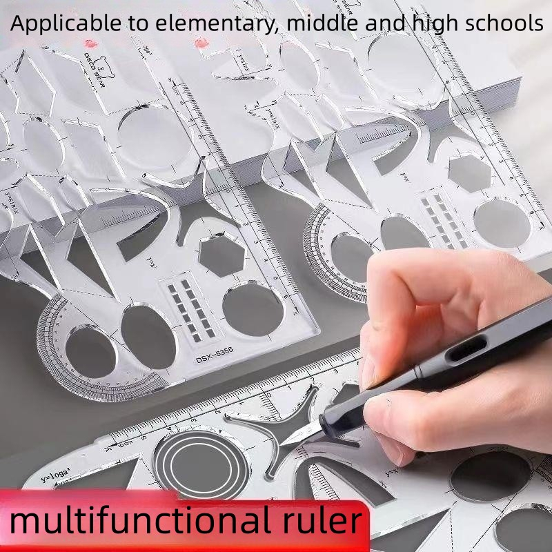 Transparent Multi-Function Function Geometric Ruler Drawing Template ...