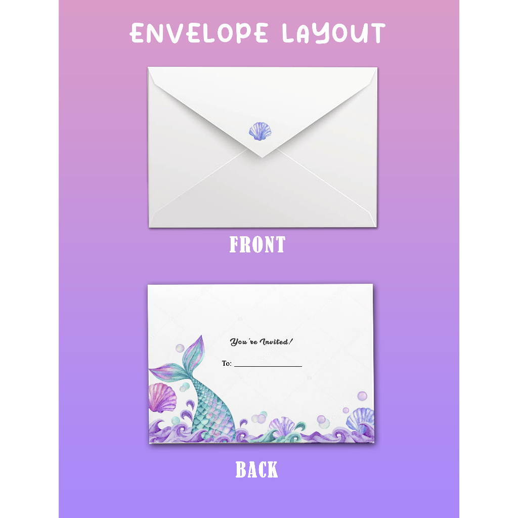 Mermaid Envelope (100 gsm) for Invitation Card Birthday/Christening ...