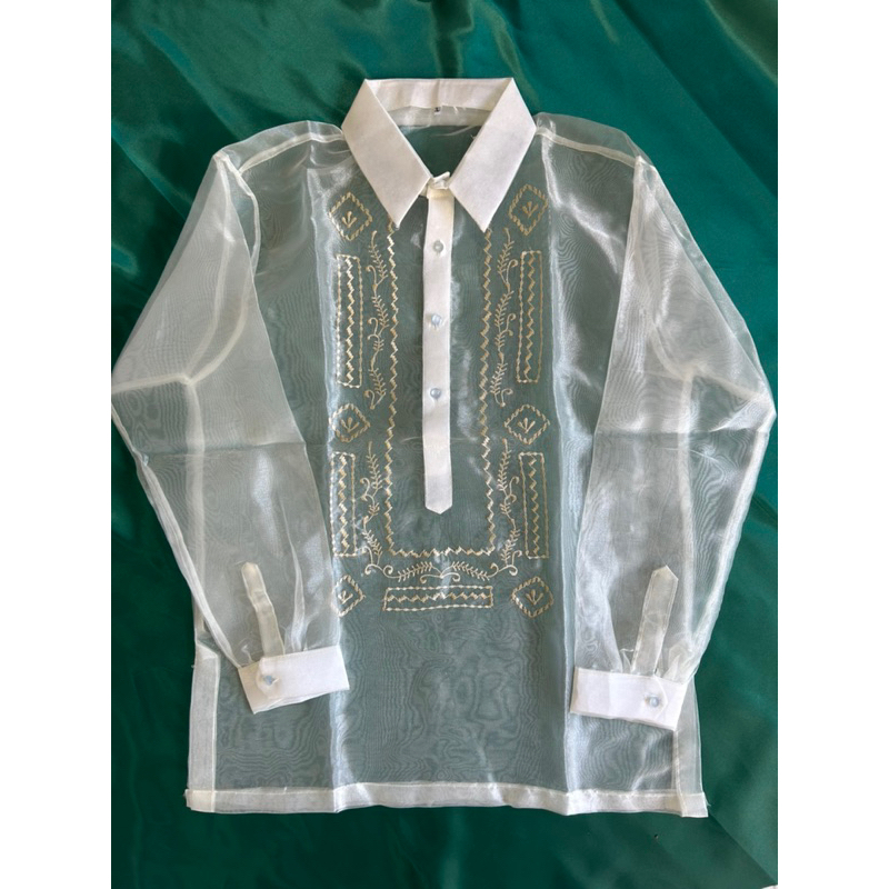 Barong Tagalog Organza Cream with Embroidered for Adult | Shopee ...