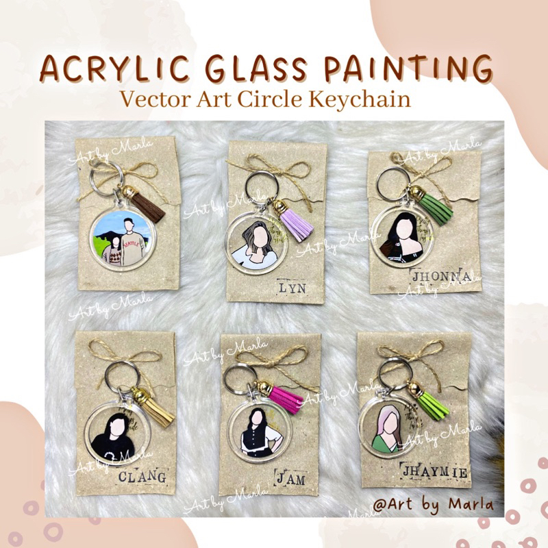 Acrylic Glass Painting Circle Keychain | Shopee Philippines