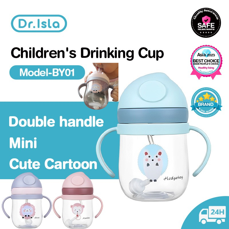 Dr.isla water bottle with straw for kids 250ml Leakproof baby feeding ...