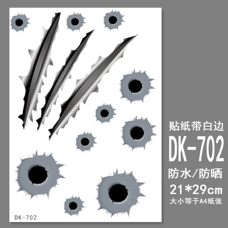 1pc 21CM*29CM Car Styling 3D Fake Bullet Hole Gun Shots Funny Car ...