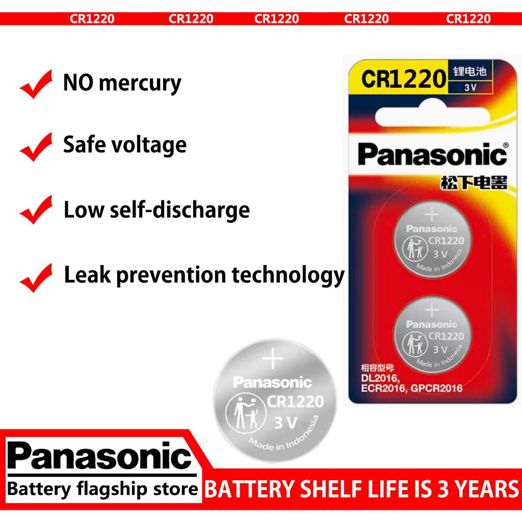Brand New Panasonic CR1220 Coin Cell Button Batteries DL1220 BR1220 ECR1220 LM1220 3V Lithium ...