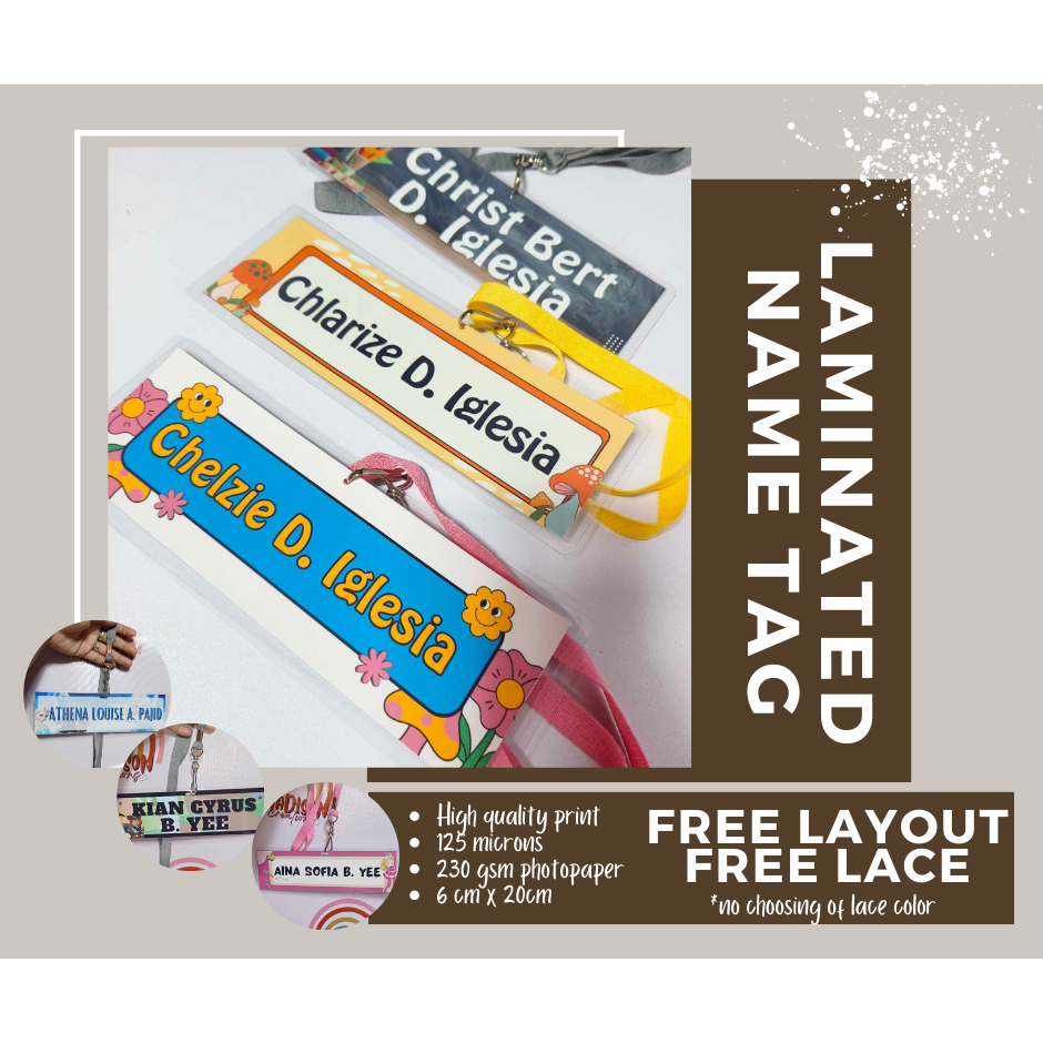 "Personalized Laminated Name Tag FREE LACE AND FREE LAYOUT message us ...