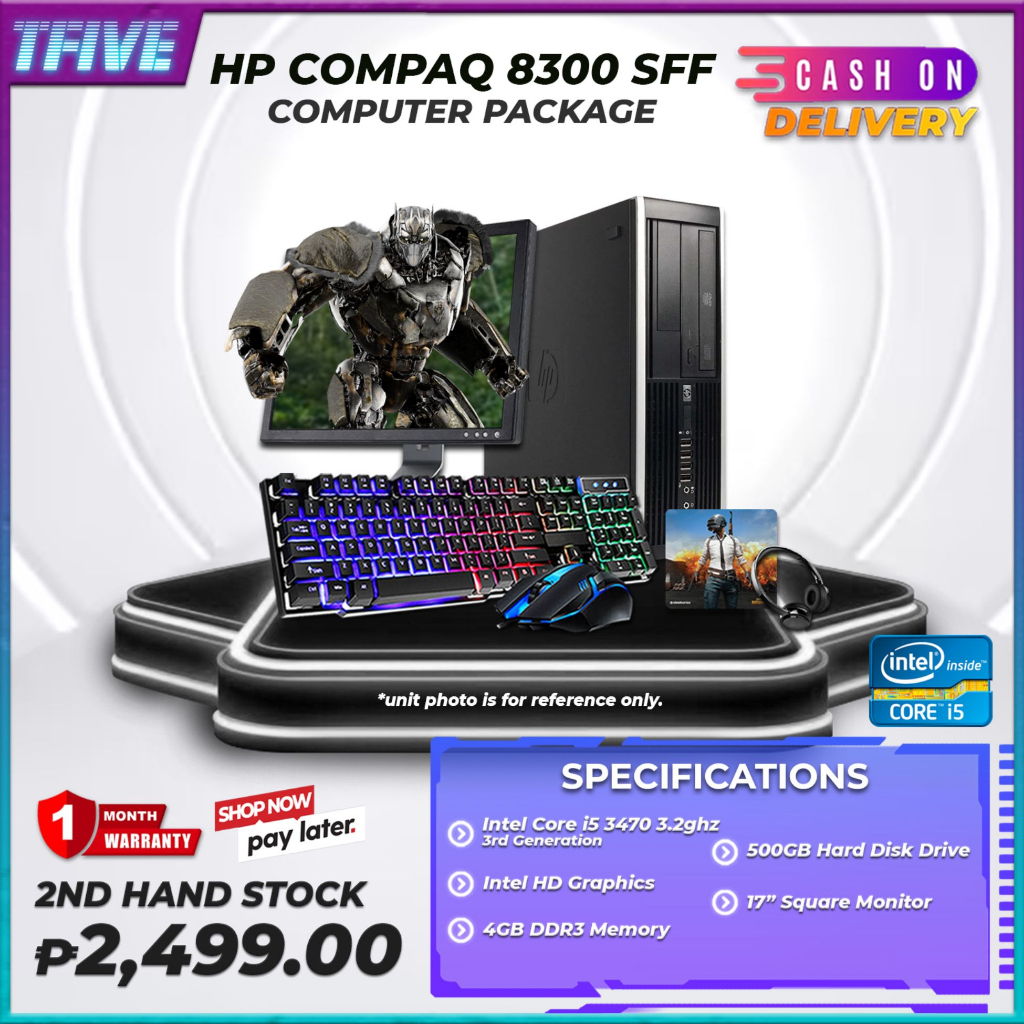 COMPUTER SET HP COMPAQ 8300 SFF I5 3RD GEN 4GB 500GB HDD 17''SQ MONITOR ...