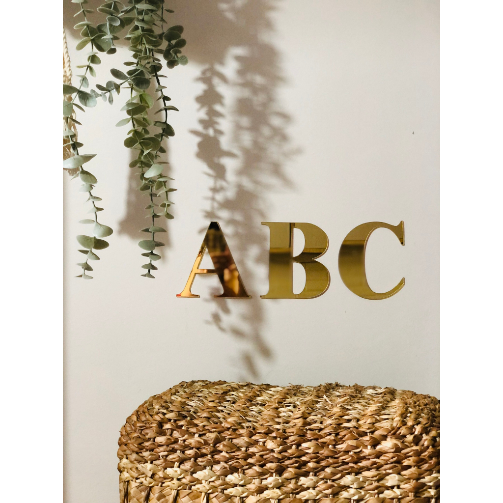 Mirror Gold Acrylic 26 English Letters and Numbers Decor DIY, A-Z & O-9 ...