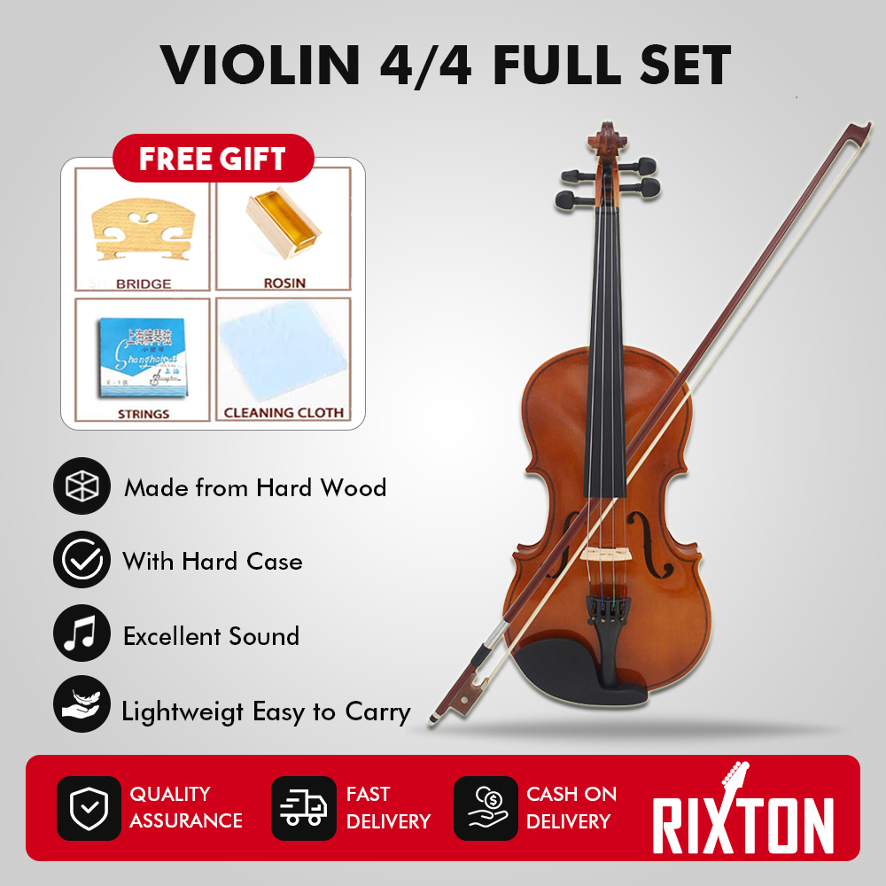 Rixton Professional Music Violin 4/4 Full Set of Rosin Free Packaging ...
