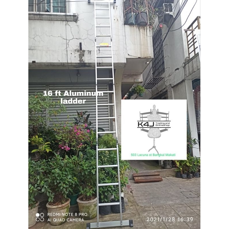 16ft Aluminum ladder foldable 16ft ladder A ladder | Shopee Philippines
