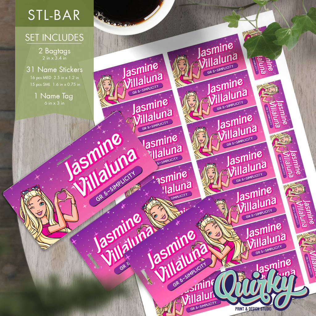 Personalized Back To School Set - Girl Designs - Name Tag, Bag Tag and ...