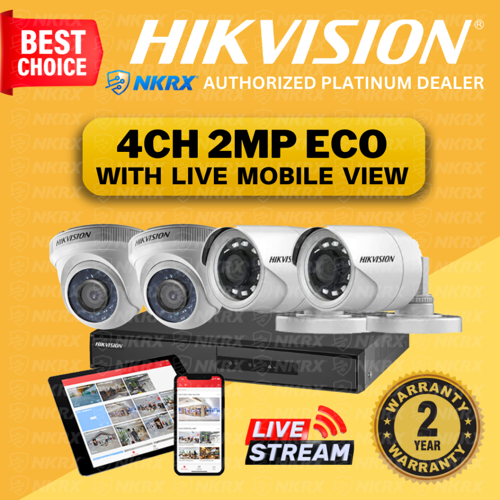 Easy to Install CCTV Package Hikvision 4CH 2MP HD 1080p | 4 Camera ...