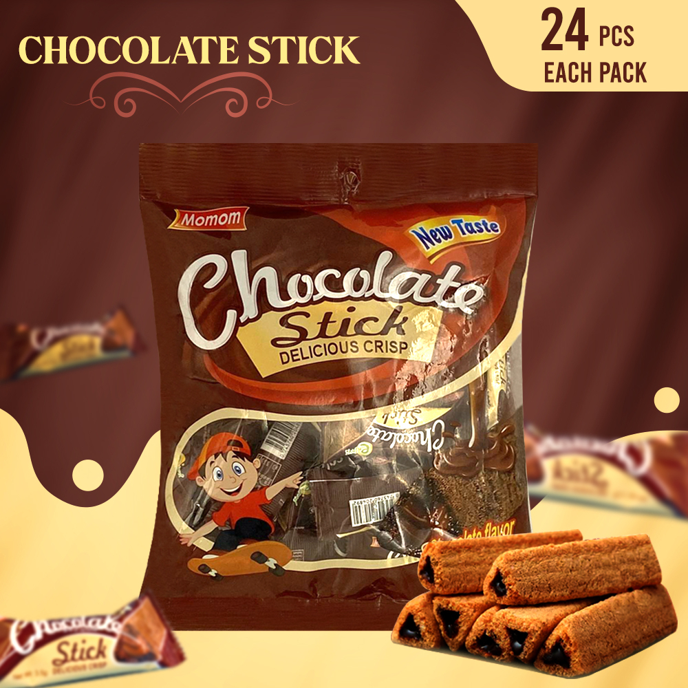 Momom Chocolate Stick Crisp Delicious Biscuit 24pcs each pack | Shopee ...