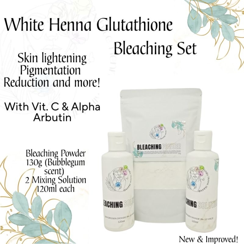 White Henna Glutathione Bleaching Set for Skin Whitening with ...