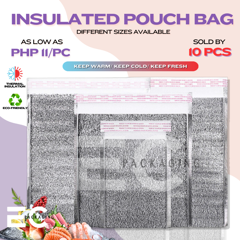 [EC] 10PCS Insulated Aluminum Foil Thermal Pouch Frozen Food Wrap Food ...