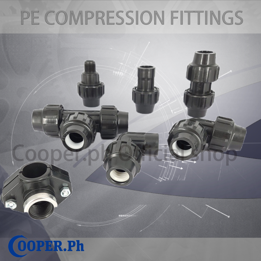 black PE compression fittings size 1/2",3/4"and 1inches | Shopee ...