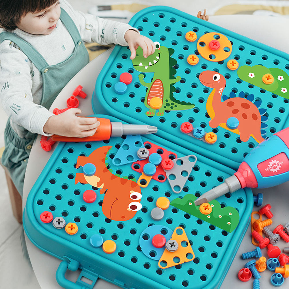 351pcs 3D Birthday Pretend Play Drill Tool Kit Educational Toy Assemble ...