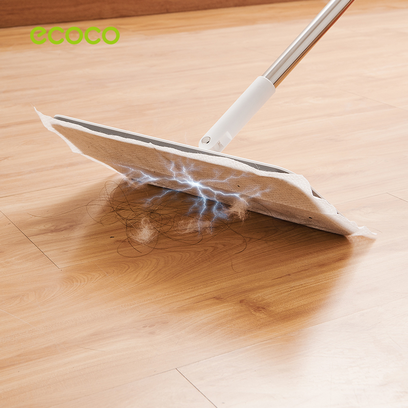 Ecoco Electrostatic Dust Removal Mop Disposable Flat Mop with Dry/Wet ...