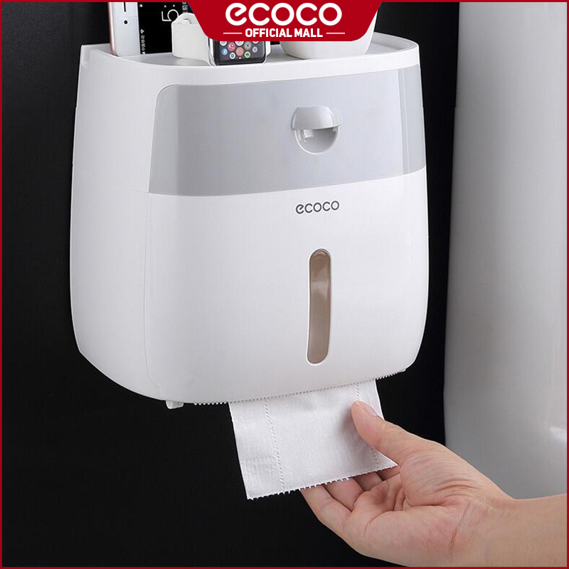 Ecoco Bathroom Tissue Box Wall Mounted Paper Towel Holder with Drawer ...