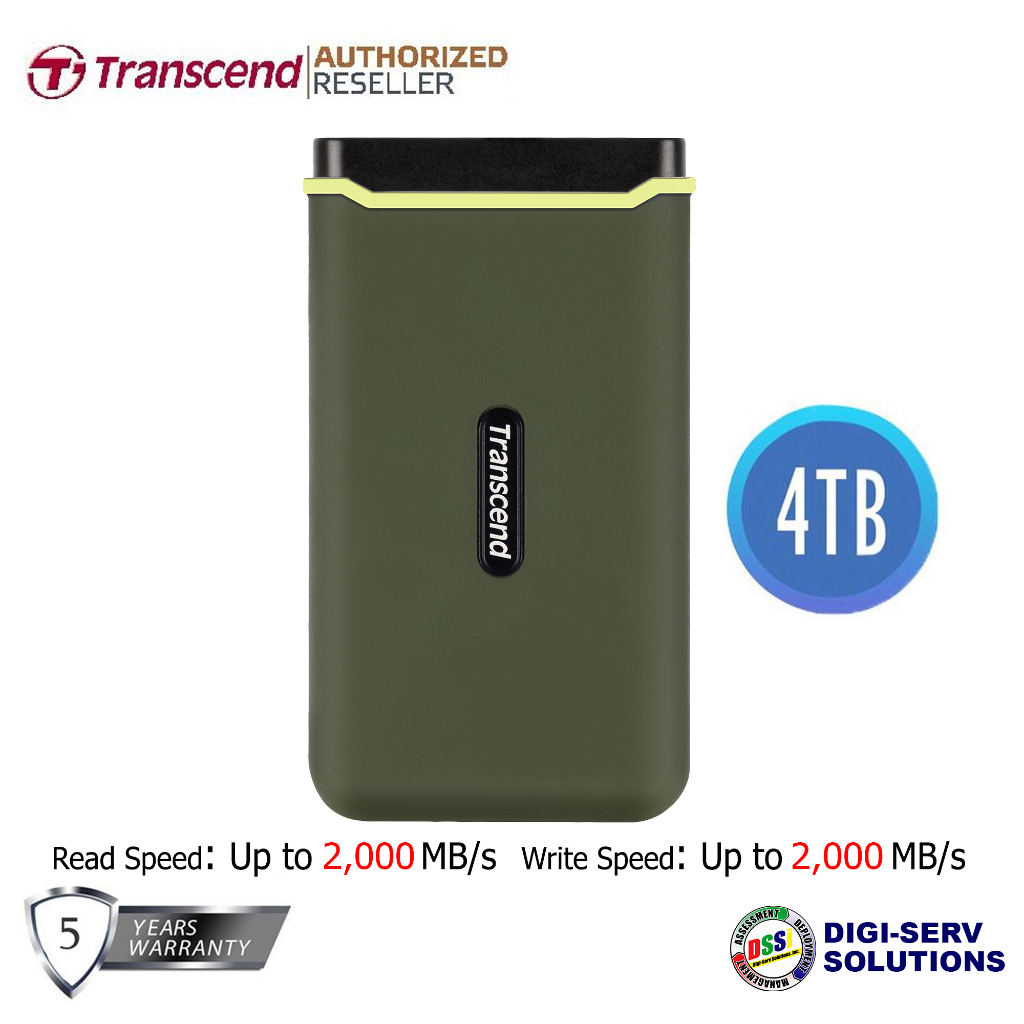Transcend 4TB ESD380C USB 3.2 Gen 2x2 Portable SSD (Military Green ...