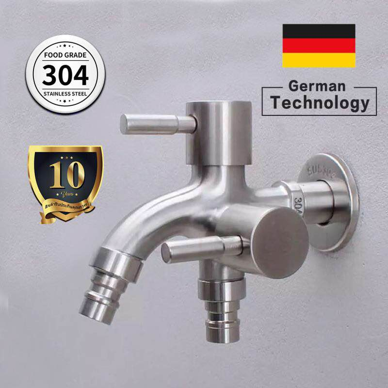 SUS 304 Stainless Steel Two Way Faucet Bathroom Kitchen Wall Mounted ...