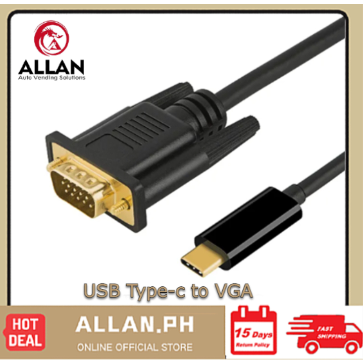 Allan USB Type-C to VGA 1080p 2M Adapter cable | Shopee Philippines
