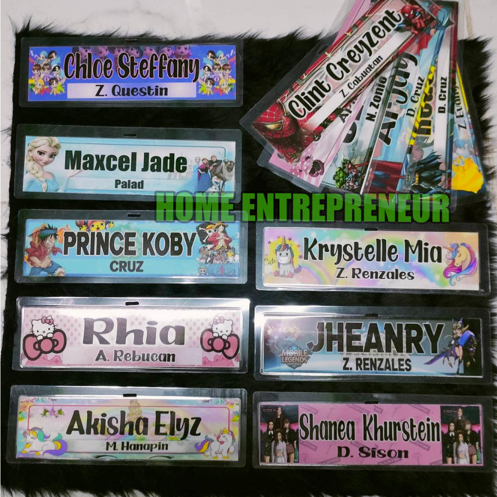 LAMINATED NAME TAG / NAME PLATE FREE ID LACE (GIRL DESIGNS) | Shopee ...