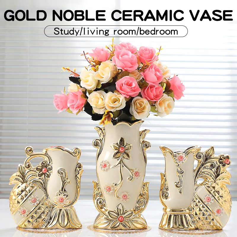 Spot 】European-style Ceramic Desktop Decorative Vase Living Room ...