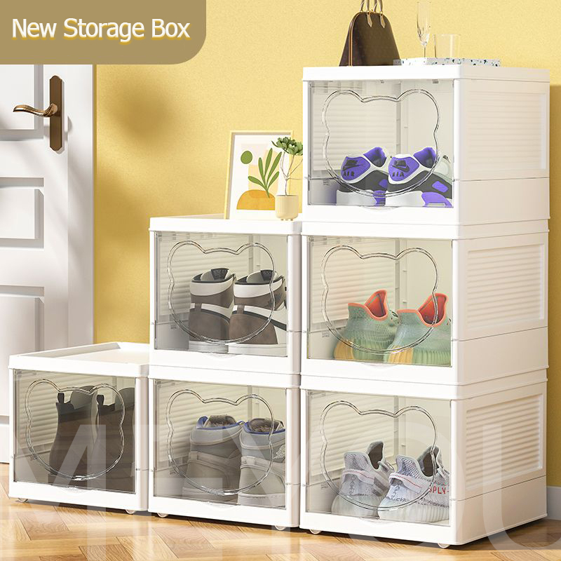 Flip Top Foldable Storage Box Organizer With Cover Clothes Storage Box ...