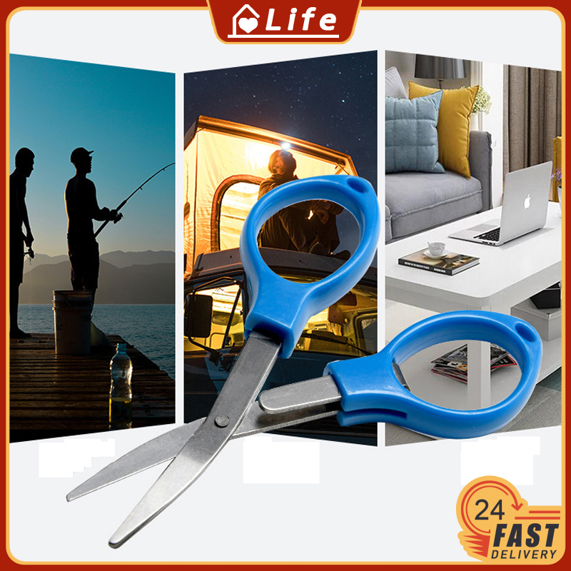 Stainless steel folding scissors travel fishing portable stretch shear ...