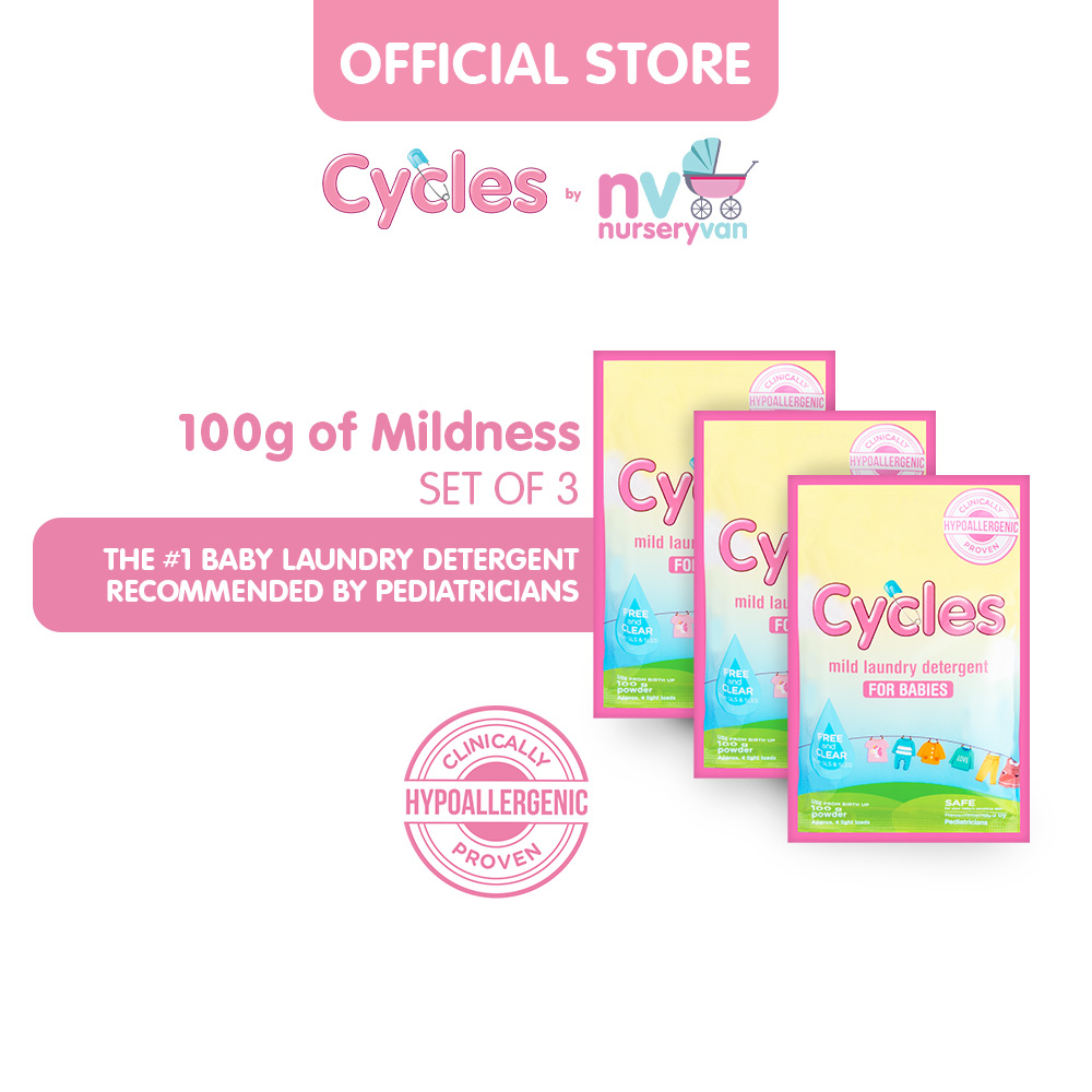 Cycles Mild Laundry Detergent Powder 100g x3s | Shopee Philippines