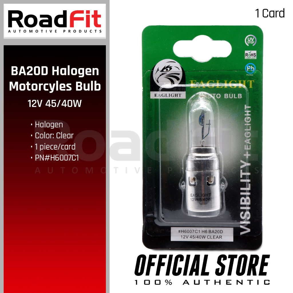 12V 45/40W BA20D Halogen Clear Motorcycles Bulb 1piece, H6007C1 MC ...