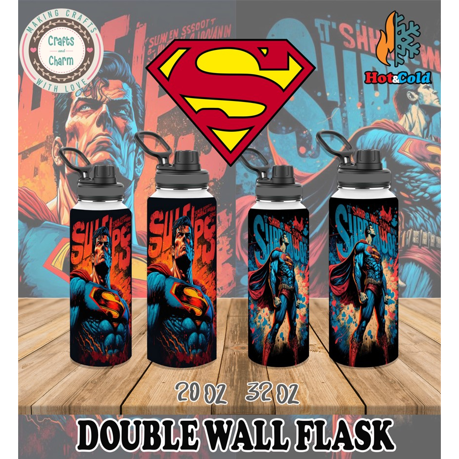 superman/hulk/spiderman/batman double wall flask hot and cold tumblers ...