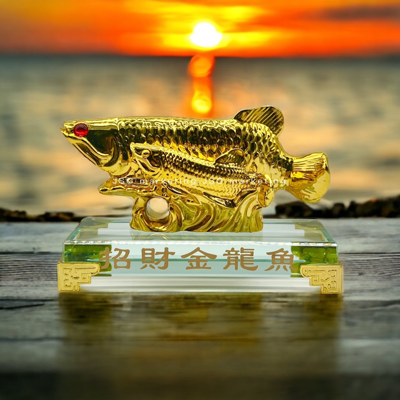 Feng Shui Golden Arowana Fish Statue for Luck Wealth and Prosperity ...