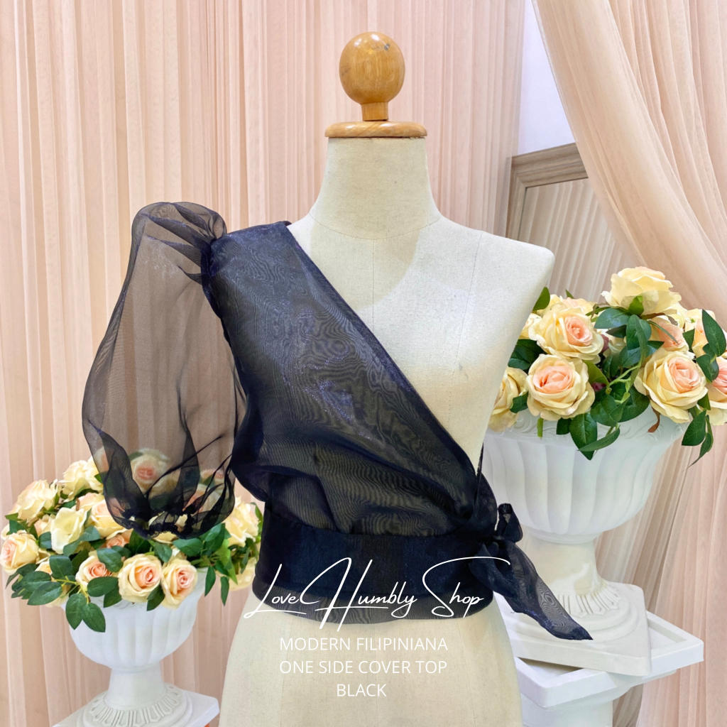 MODERN FILIPINIANA ONE SIDE COVER TOP | Shopee Philippines