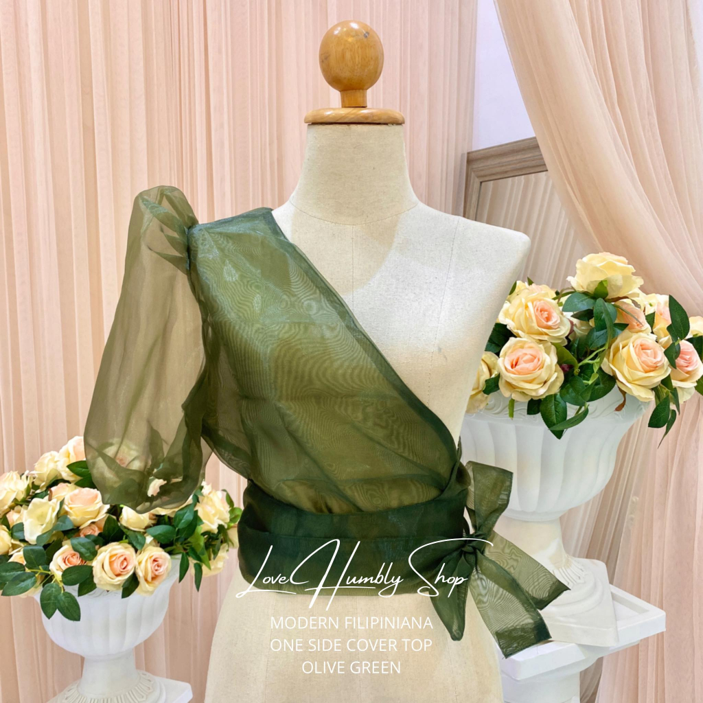 MODERN FILIPINIANA ONE SIDE COVER TOP | Shopee Philippines