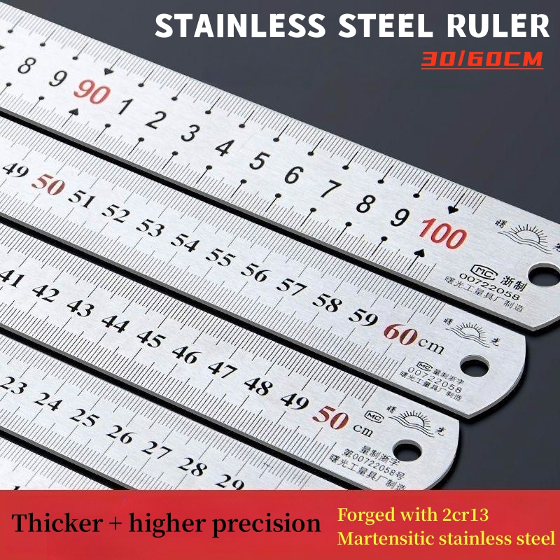 Stainless Steel Ruler Metal Aluminum Ruler Drawing Multi Purpose Metric School Supplies 30/60cm ...